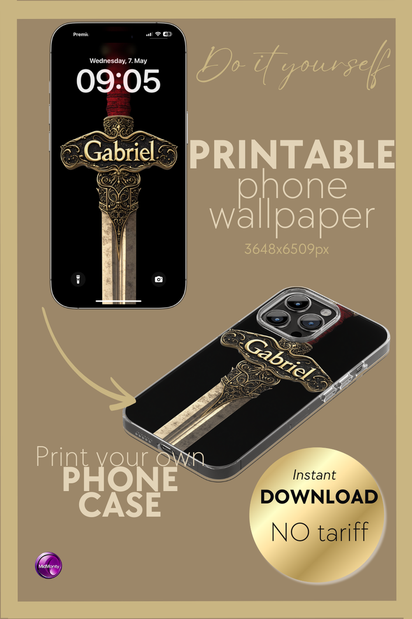 Gabriel: Name wallpaper with the sword of light – MidMonty AI Art